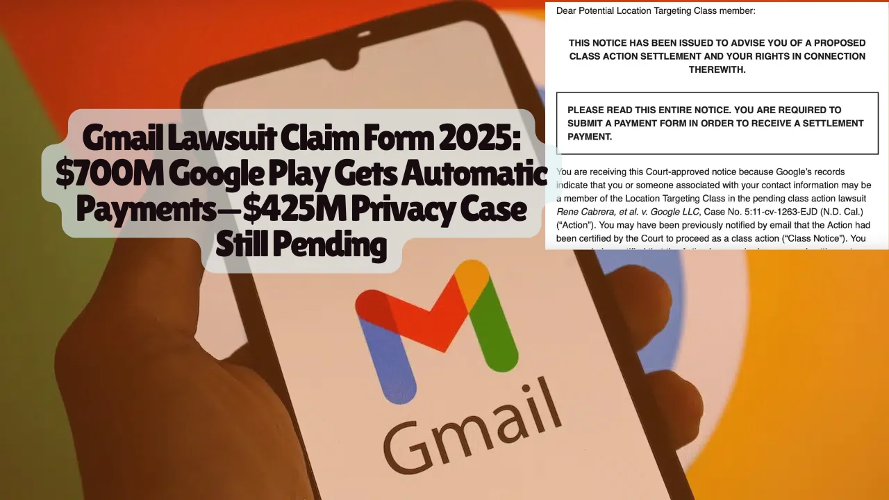 Gmail Lawsuit Claim Form 2025: $700M Google Play Gets Automatic ...